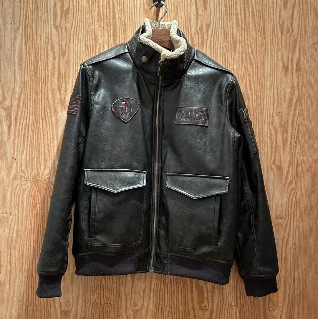 Tommy Hilfiger Top Gun Style Faux Leather Jacket With Faux Fur Collar ...