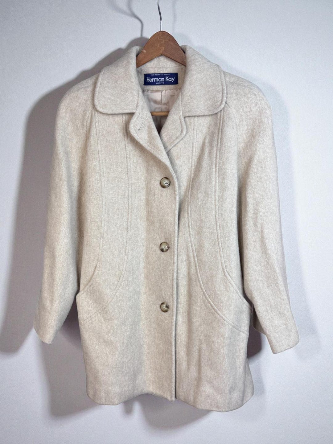 Vintage Herman Kay Wool Coat Cream Women's Large Ivory 1980s - Etsy