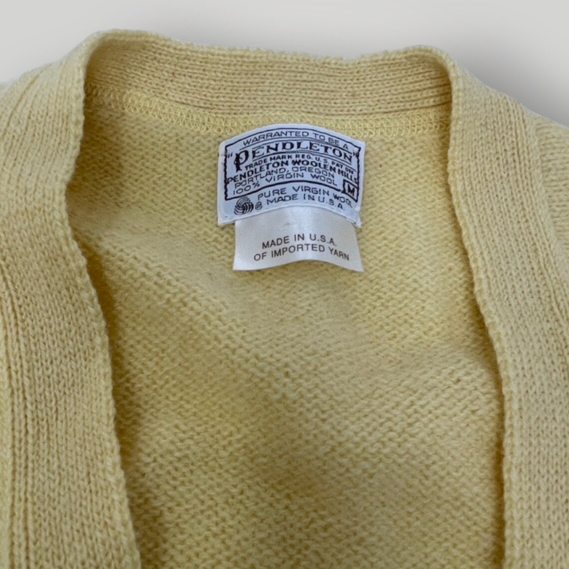Vintage Pendleton Cardigan Light Yellow Wool USA Made Medium Women's ...