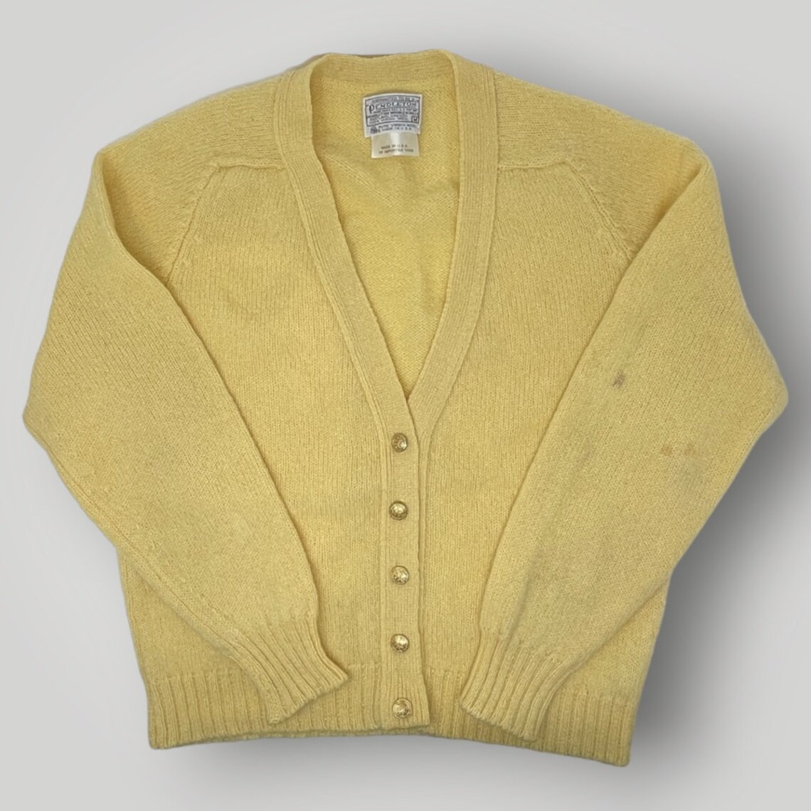 Vintage Pendleton Cardigan Light Yellow Wool USA Made Medium Women's ...