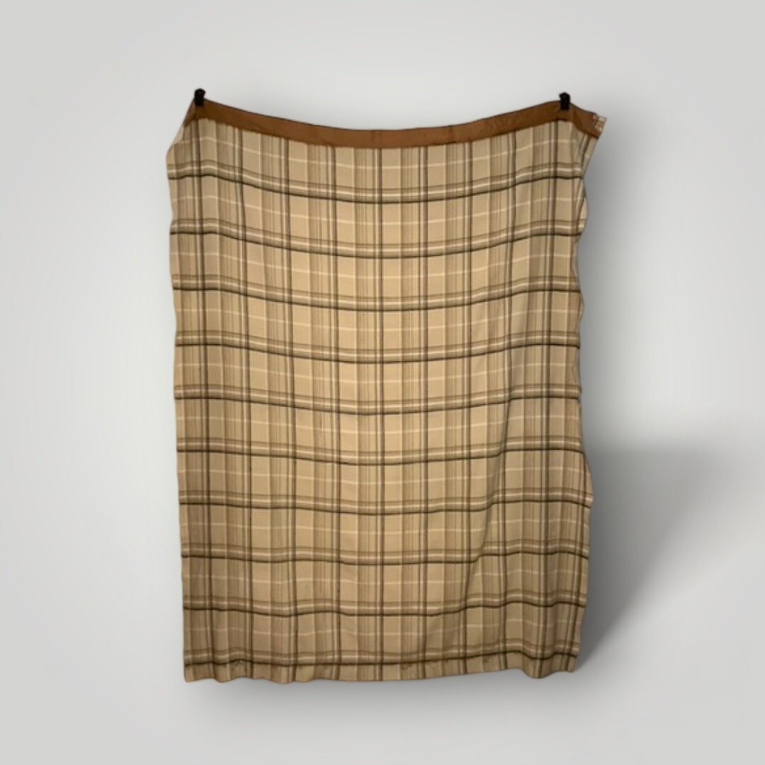 Vintage Plaid Acrylic Satin Trim Blanket Twin Size Brown Tan 90 X 66 - Etsy