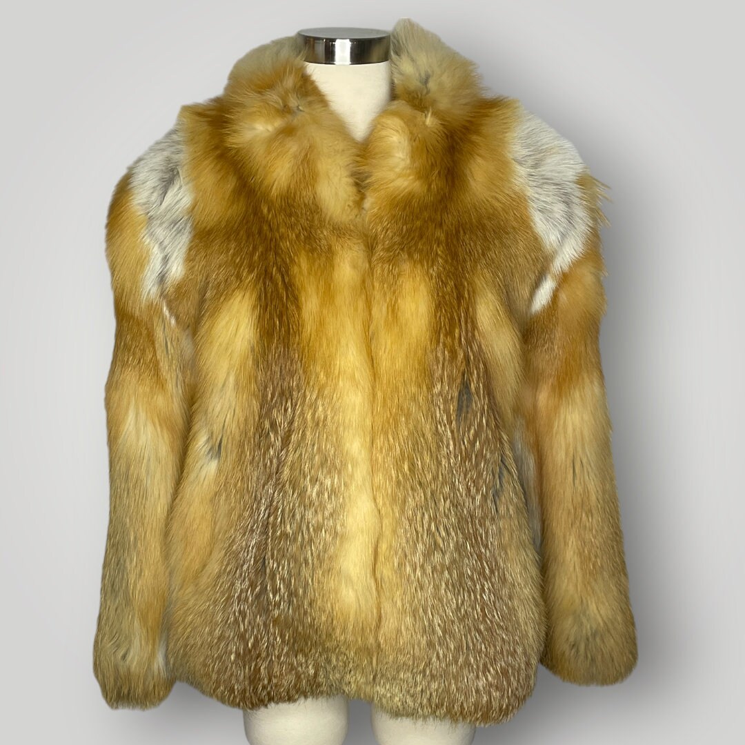 Vintage Red Fox Fur Coat Hip Length Lay Furs Women's Large Gorgeous ...