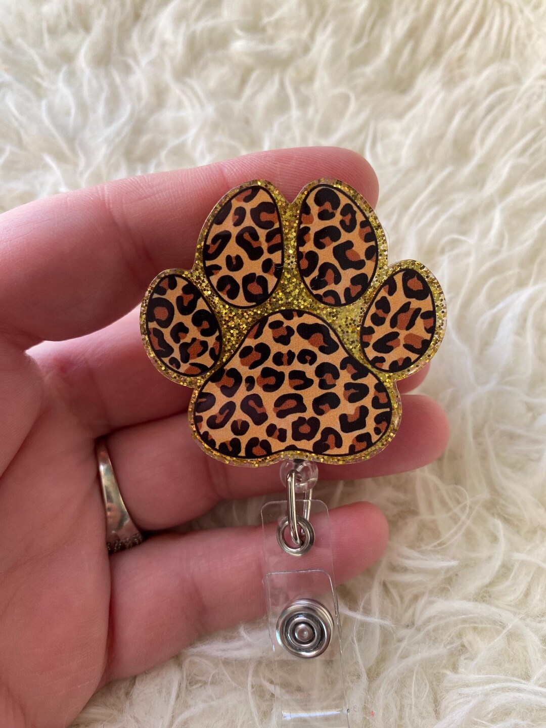 Cheetah Paw Print Badge Reel - Etsy