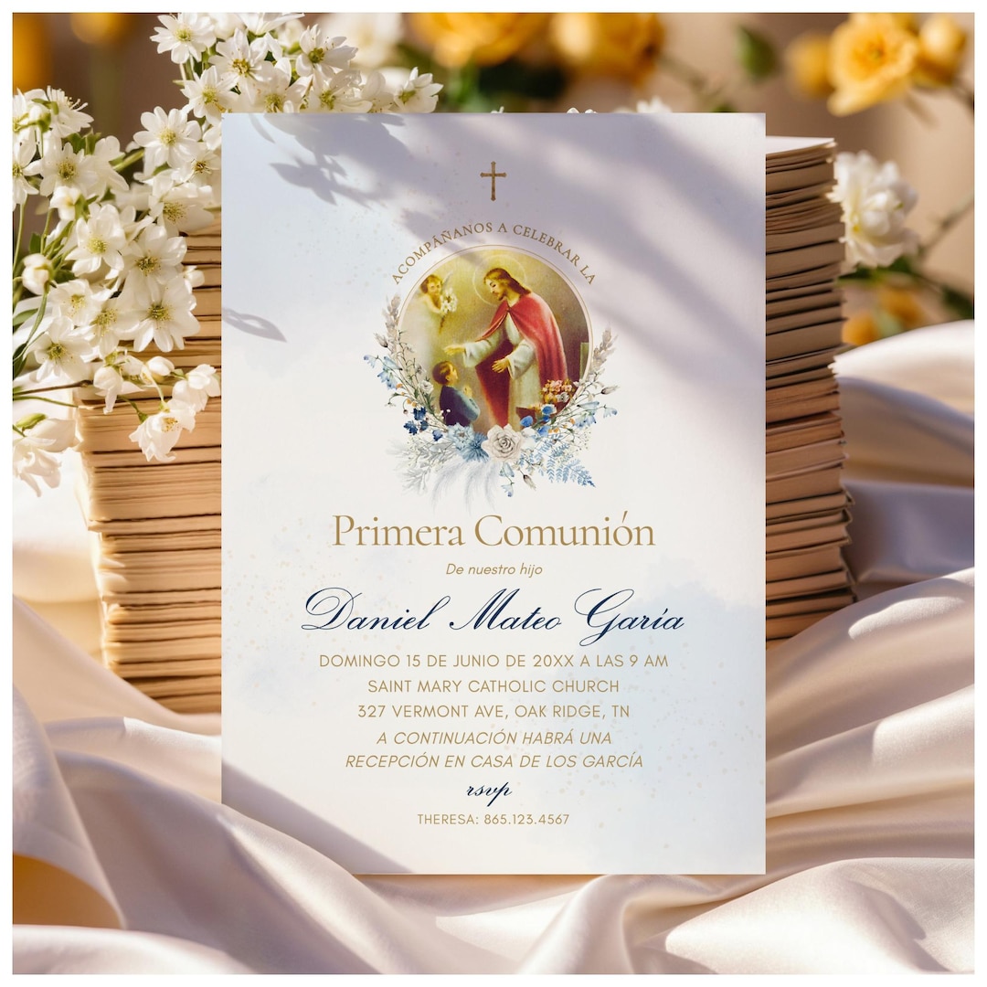 Vintage Spanish First Communion Invitation, Catholic Boy (digital ...