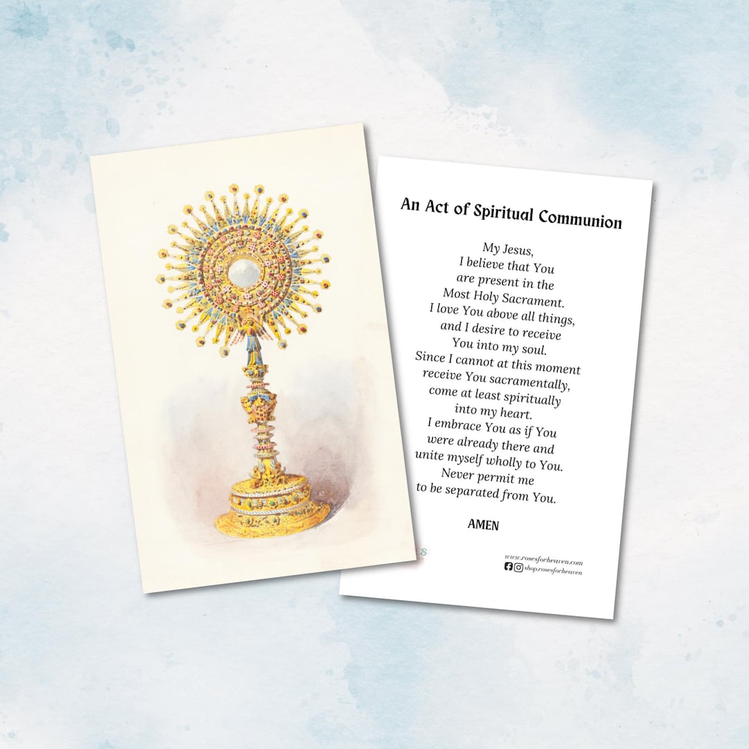 Monstrance Prayer Card - Printable Act of Spiritual Communion Prayer ...