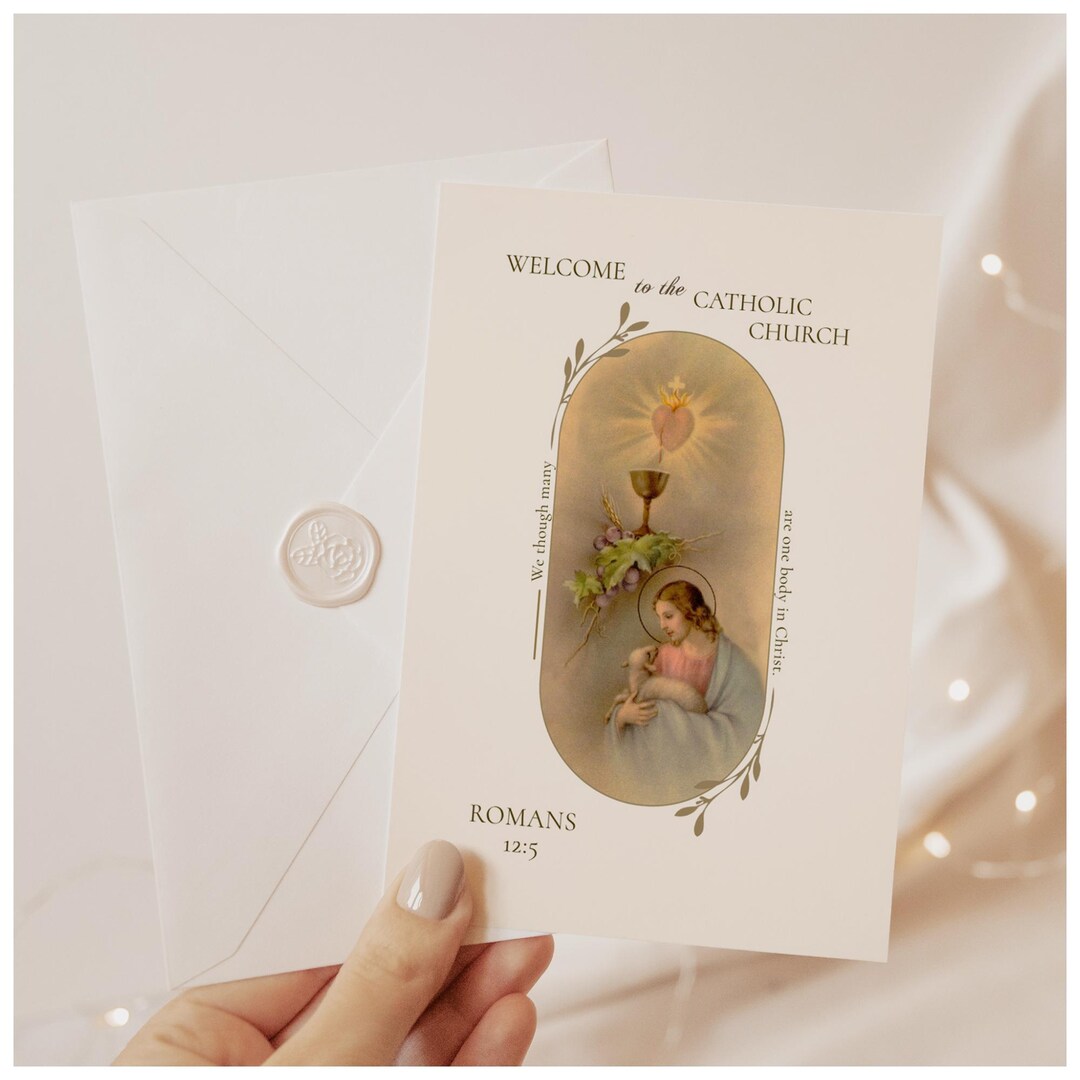 Vintage Catholic RCIA Card – Editable Welcome to Church Template ...