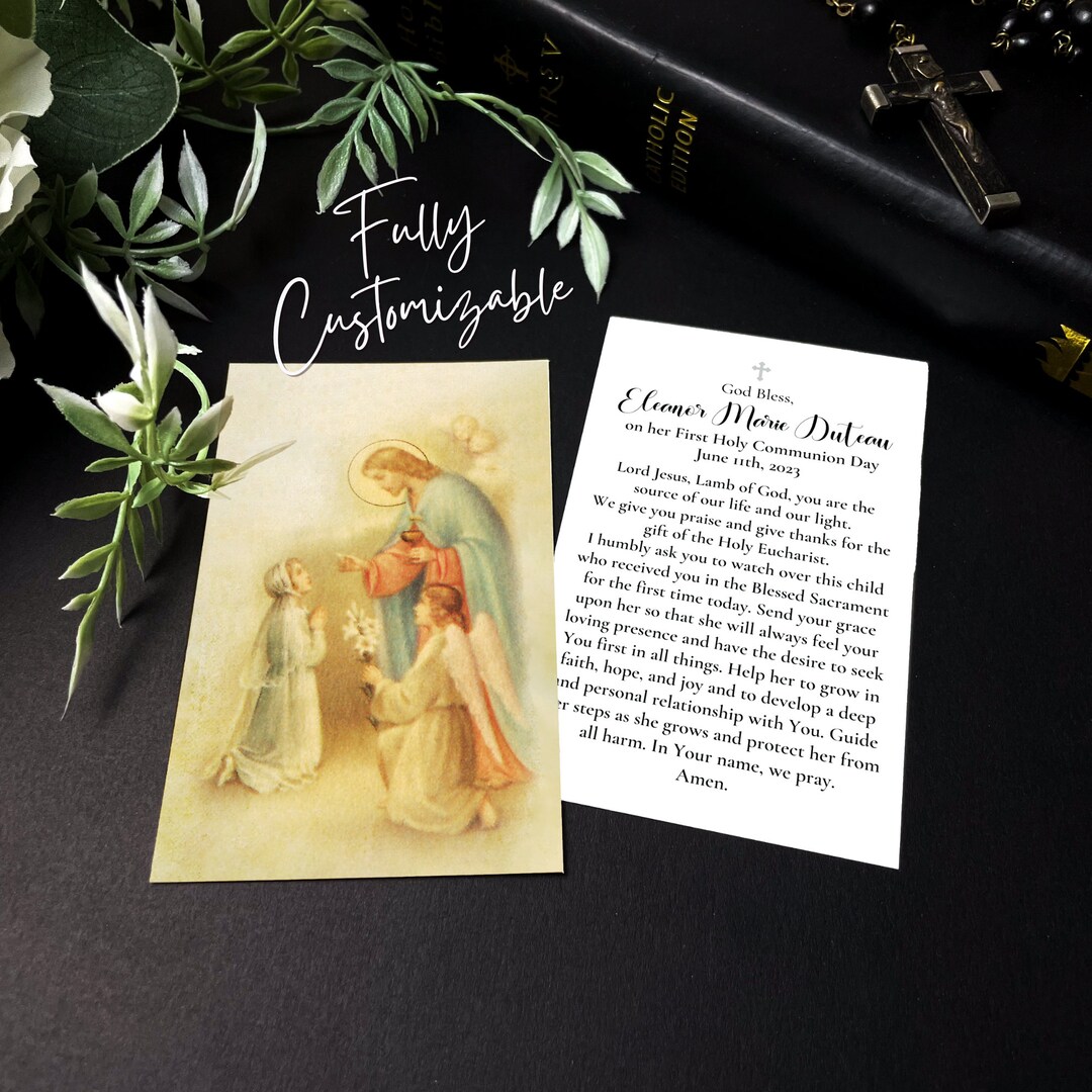 Restored Reproduction Personalized First Communion Prayer Card - Etsy