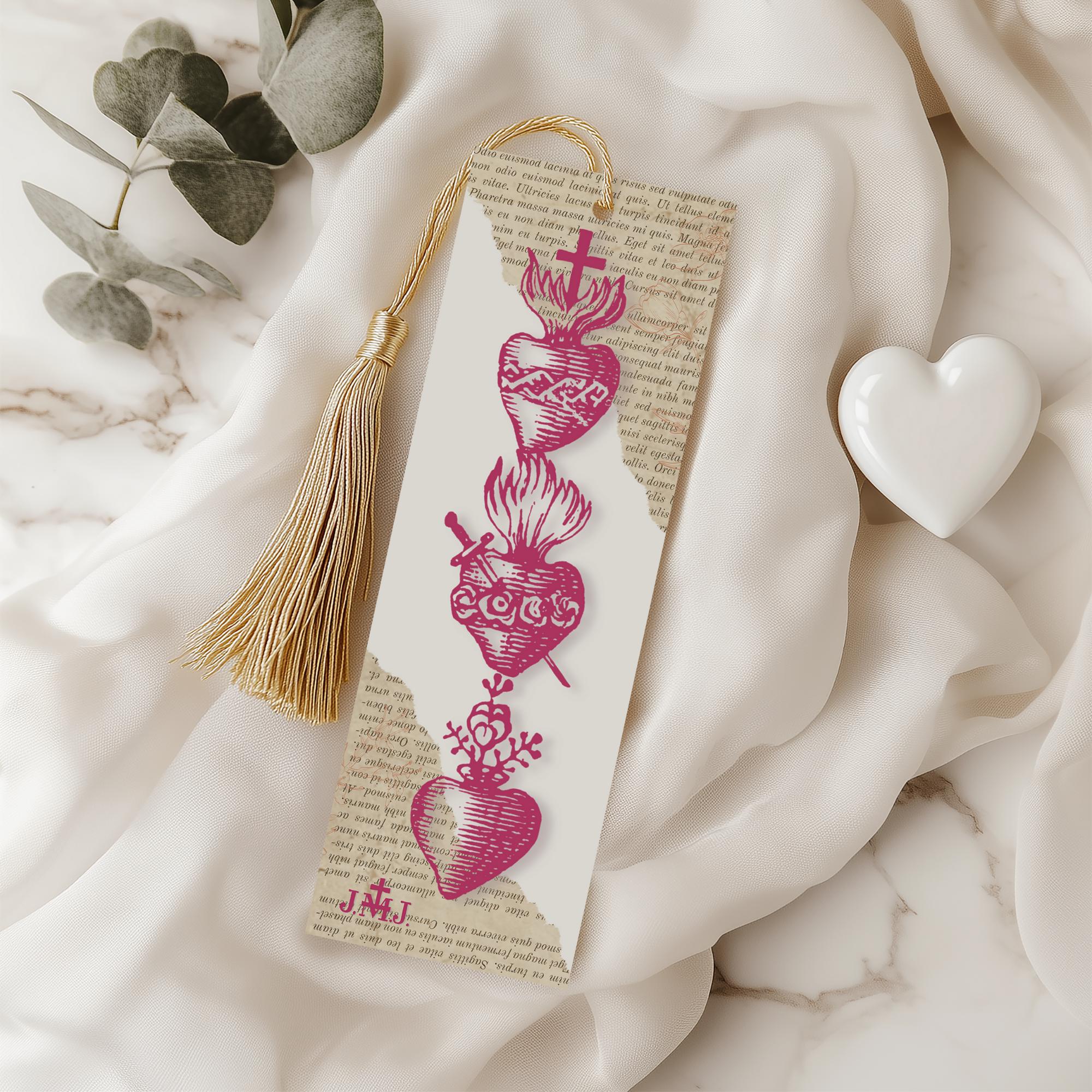 Catholic Holy Hearts Bookmark Set – Vintage Valentine Print (digital ...