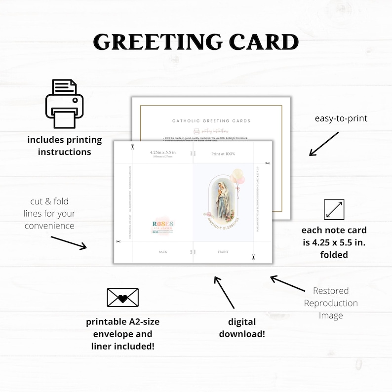 Vintage Marian Birthday Card | Catholic Greeting Card (digital Download ...