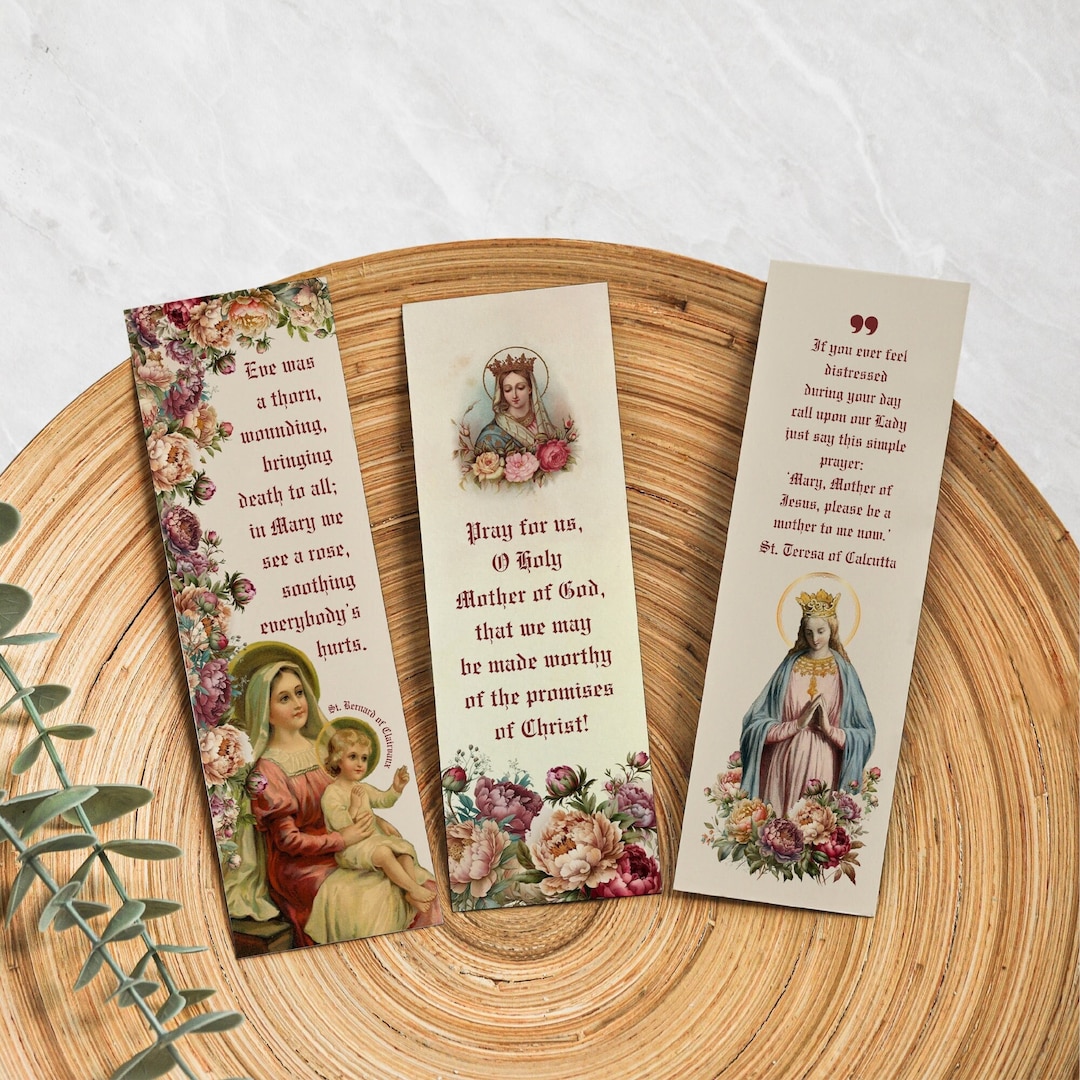 Vintage Marian Bookmarks | Catholic Bookmark | Blessed Virgin Mary ...