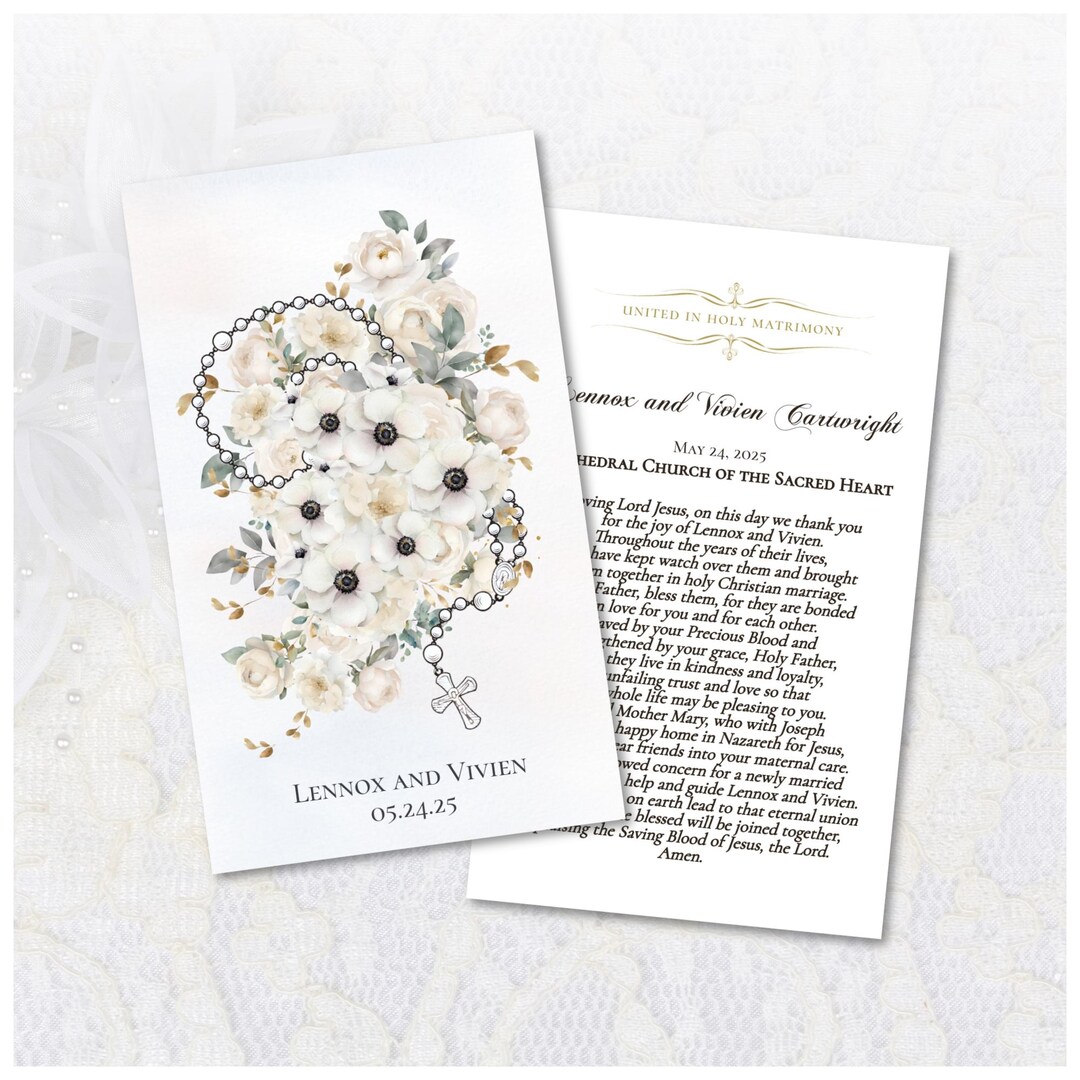 Catholic Wedding Prayer Card Template: Floral Rosary (digital Download ...