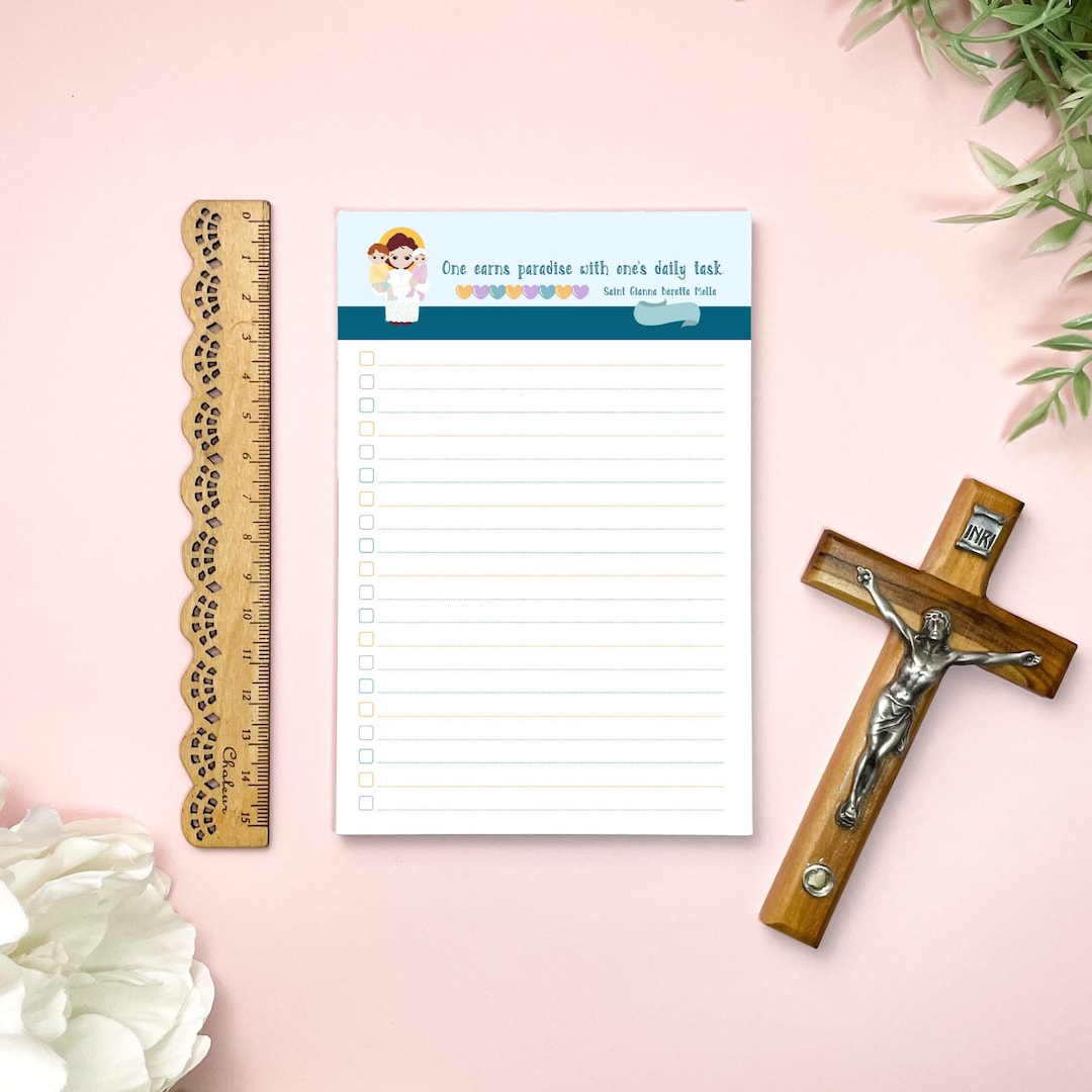 Saint Gianna Notepad Ruled Catholic Notepad Checklist Memo Notepad for ...