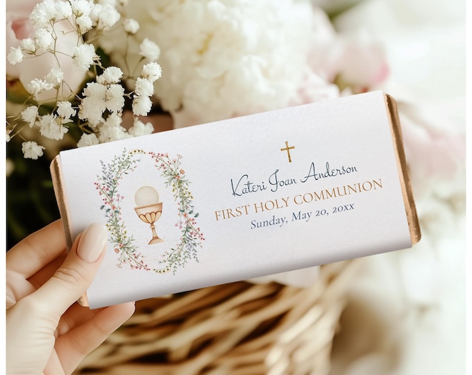 First Communion Candy Bar Wrapper First Communion Favor Label SET OF 10 ...
