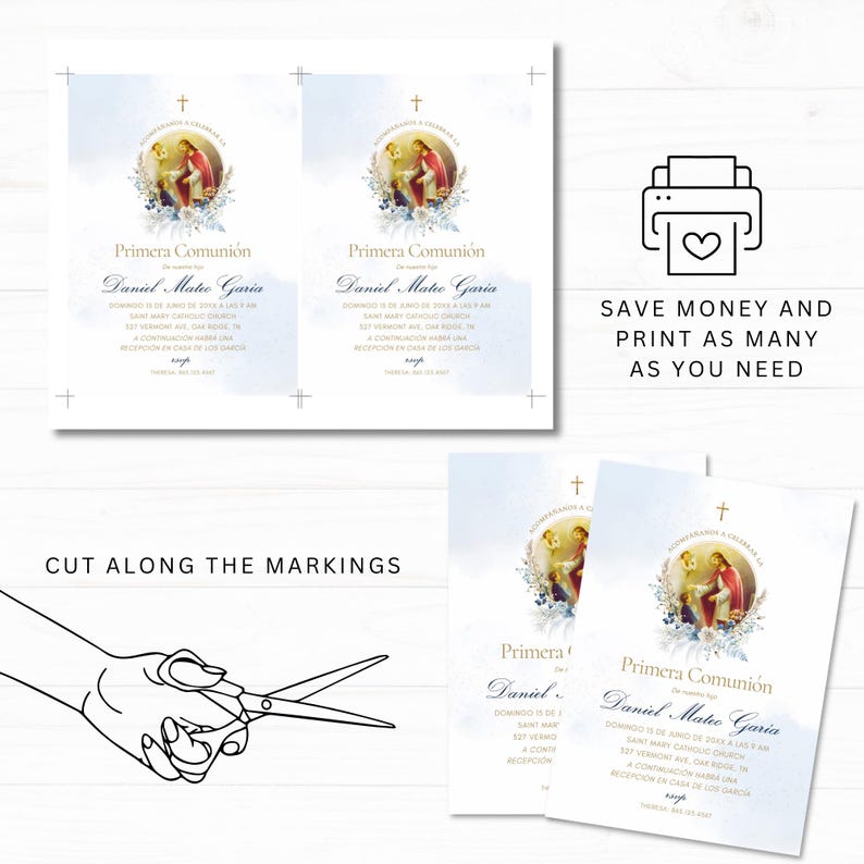Vintage Spanish First Communion Invitation, Catholic Boy (digital ...