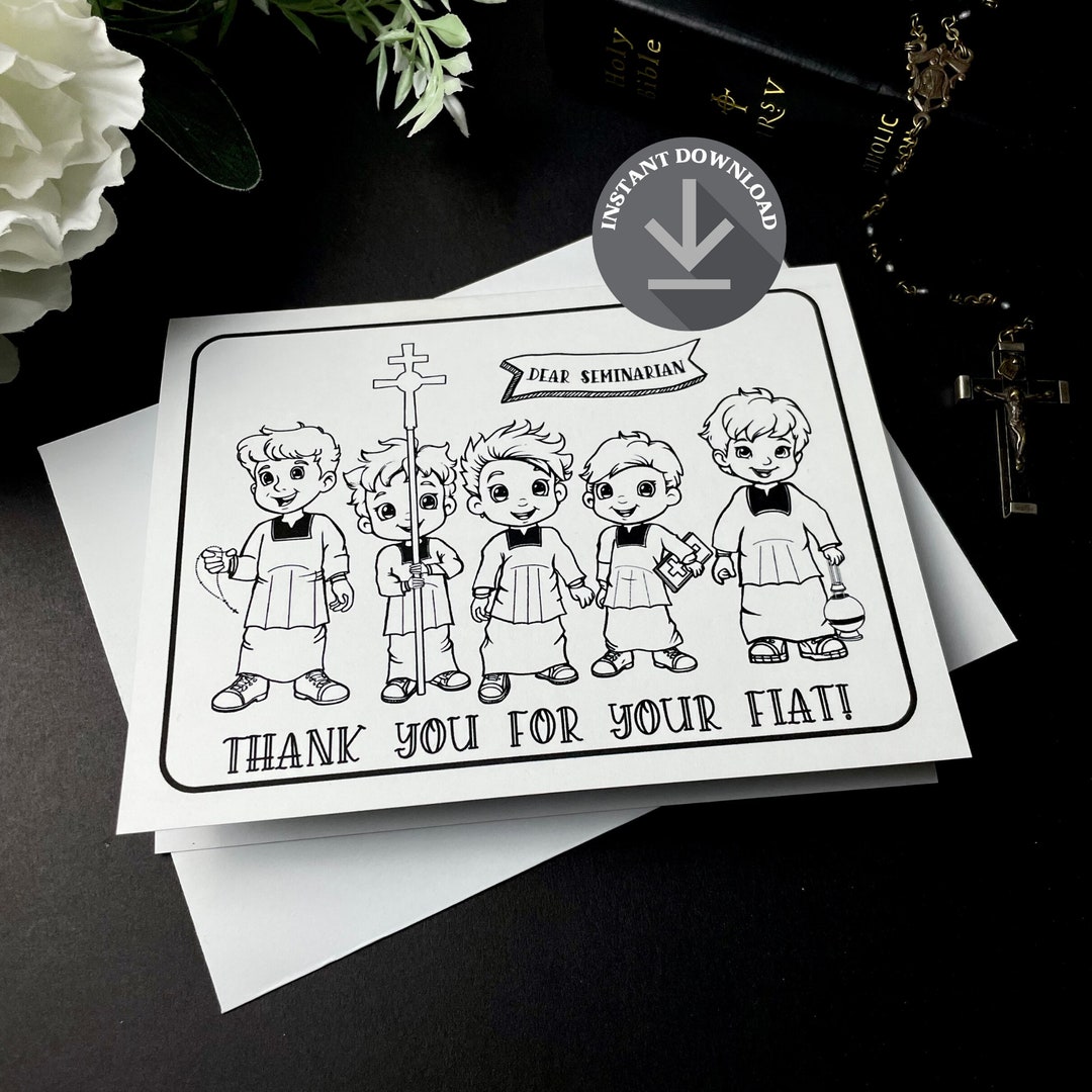 Catholic Seminarian Coloring Greeting Card Digital Download | Catholic ...