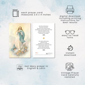 Hail Mary Holy Cards in Latin and English | Catholic Prayer Cards ...