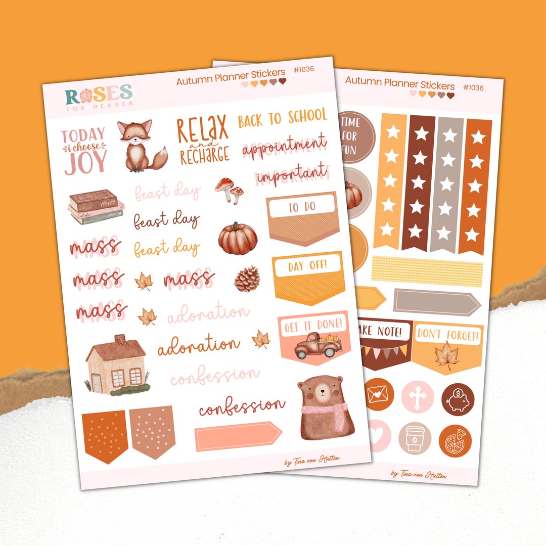 Autumn Catholic Planner Stickers for Fall Catholic Stickers - Etsy