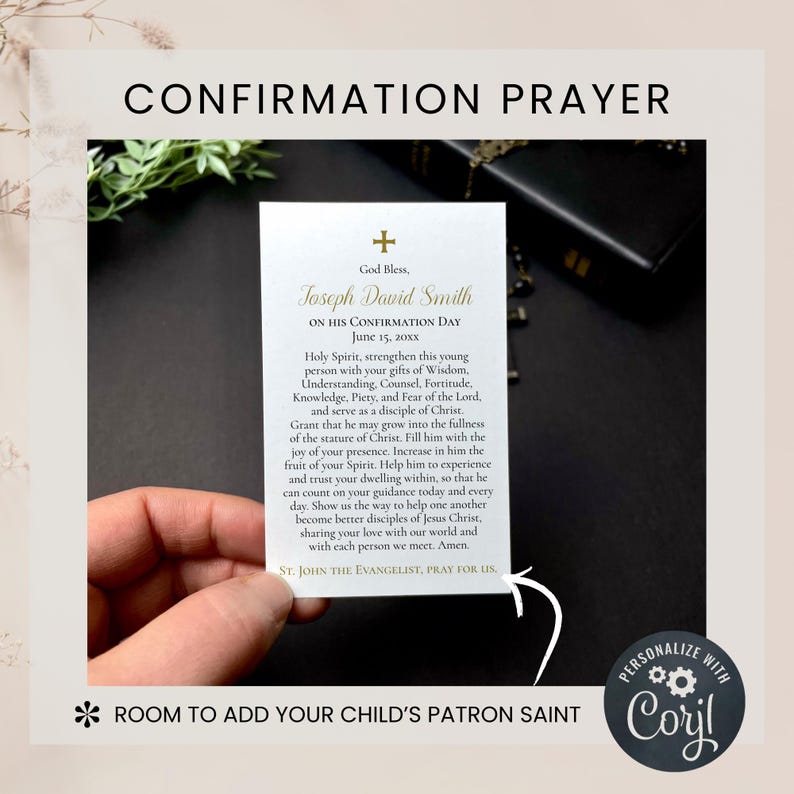 Custom Confirmation Prayer Card Template: Holy Spirit Keepsake (digital ...