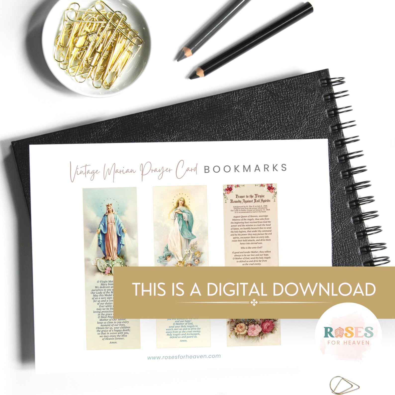 Vintage Blessed Virgin Mary Catholic Bookmarks (digital Download) - Etsy