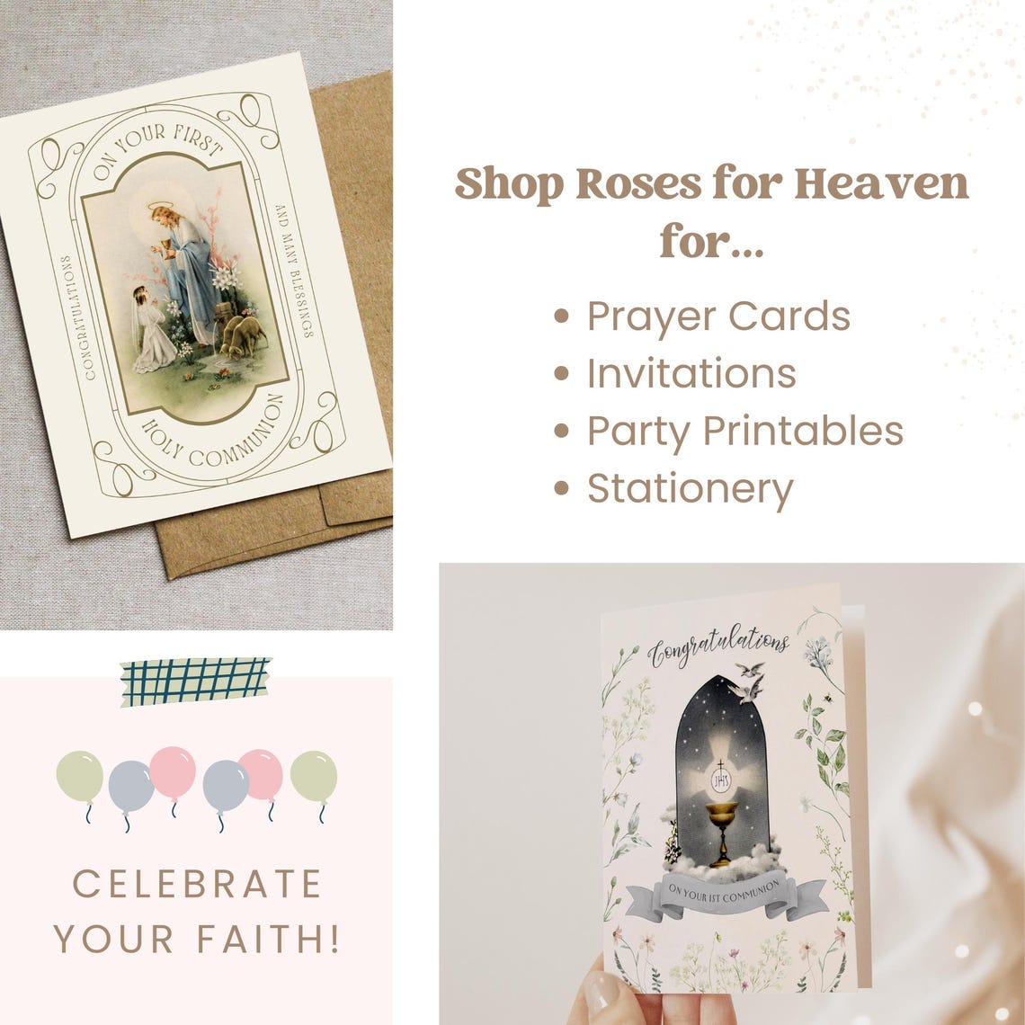 Vintage First Communion Prayer Cards: Editable Corjl Template (digital ...