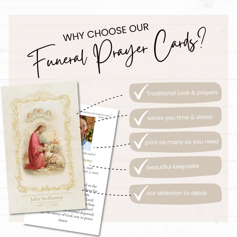 Catholic Funeral Prayer Card Template | Good Shepherd Memorial (digital ...