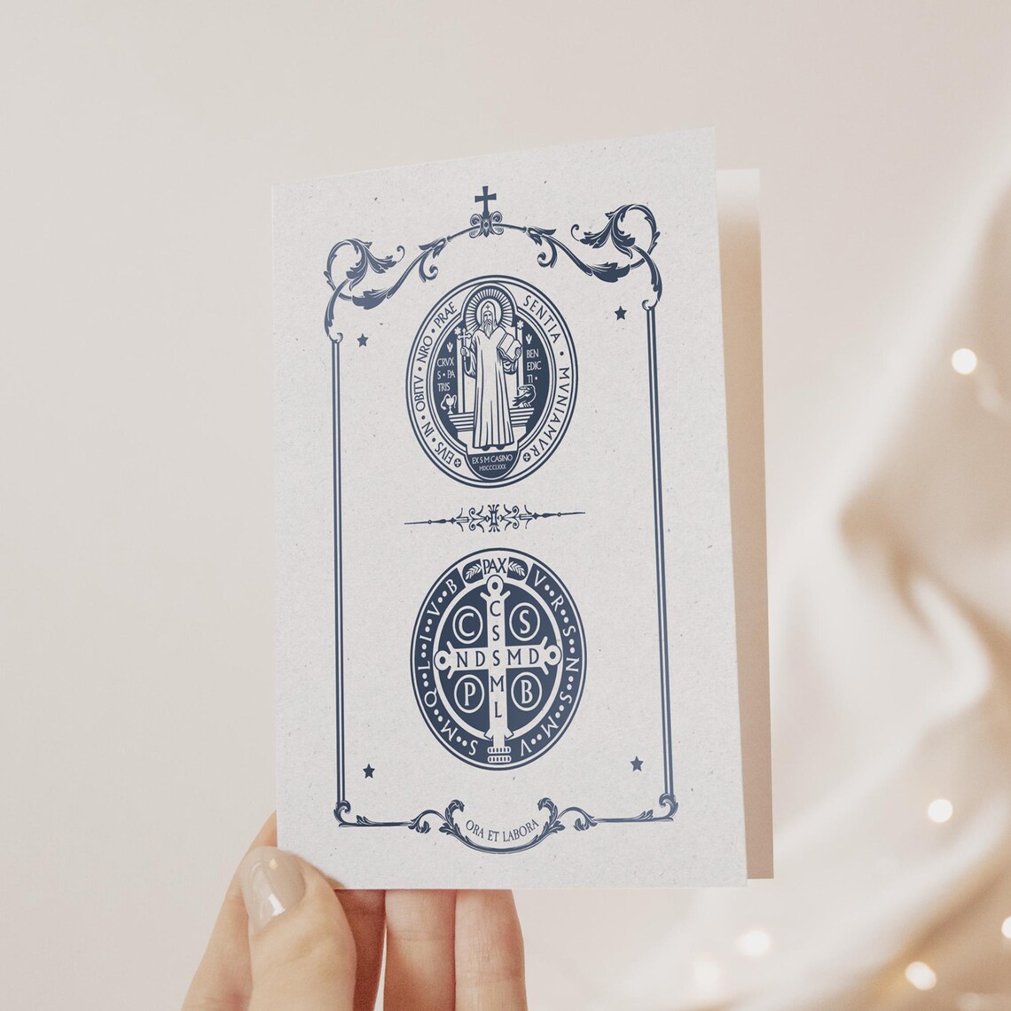 Saint Benedict Medal Greeting Card: Catholic Thank You Card (digital ...