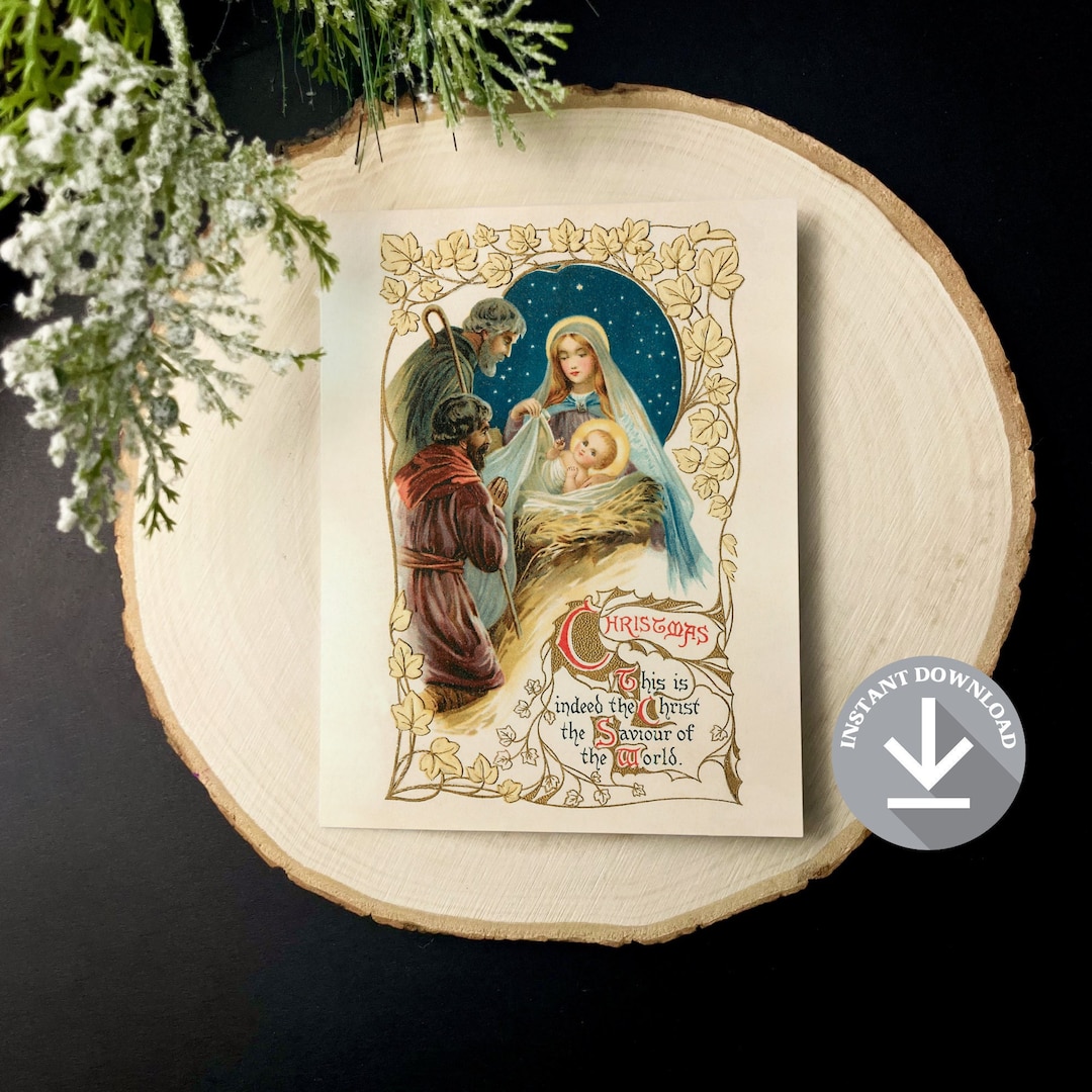 Restored Reproduction Vintage Christmas Card Catholic Greeting Card ...
