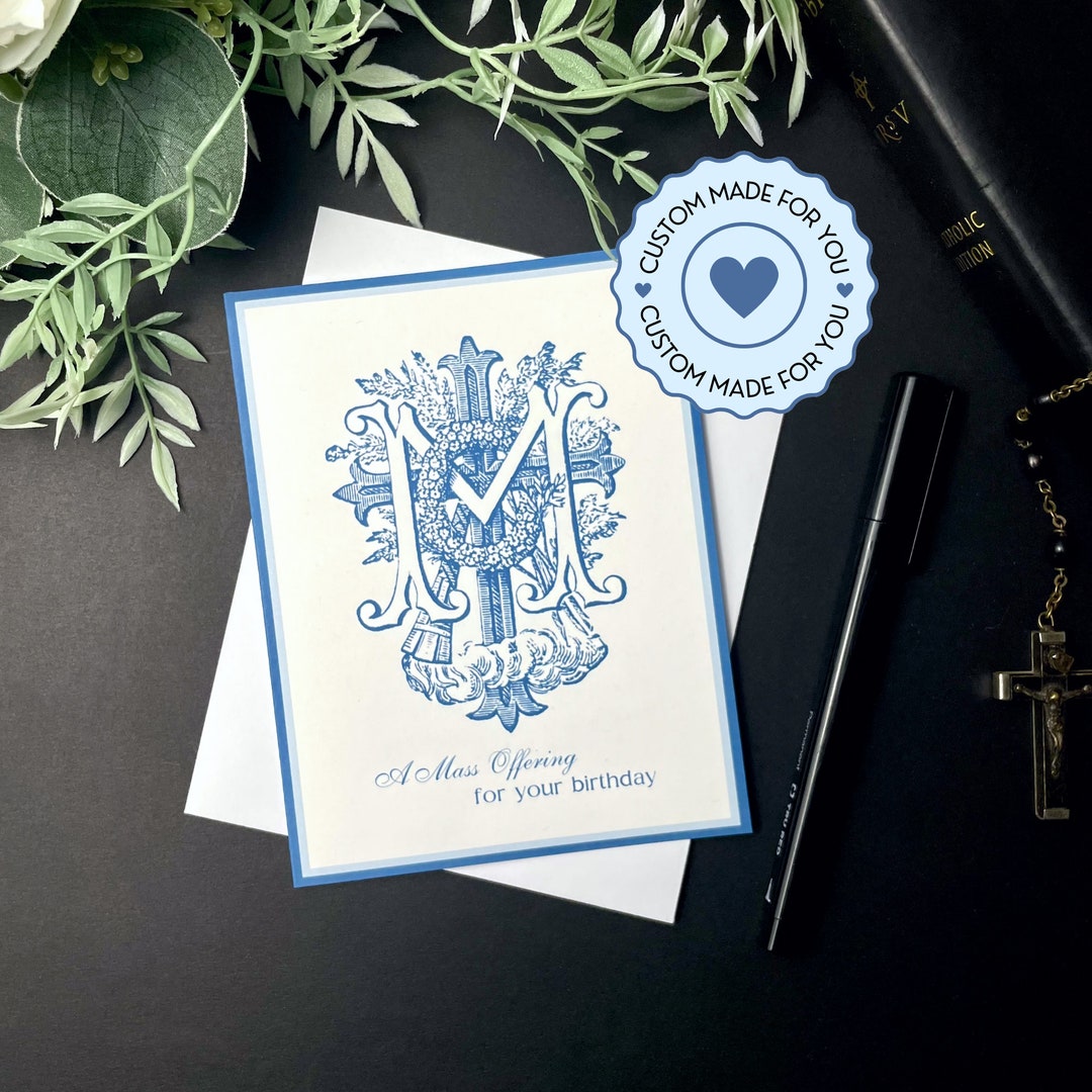 Personalized Mass Offering Birthday Card Catholic Greeting Card Vintage ...