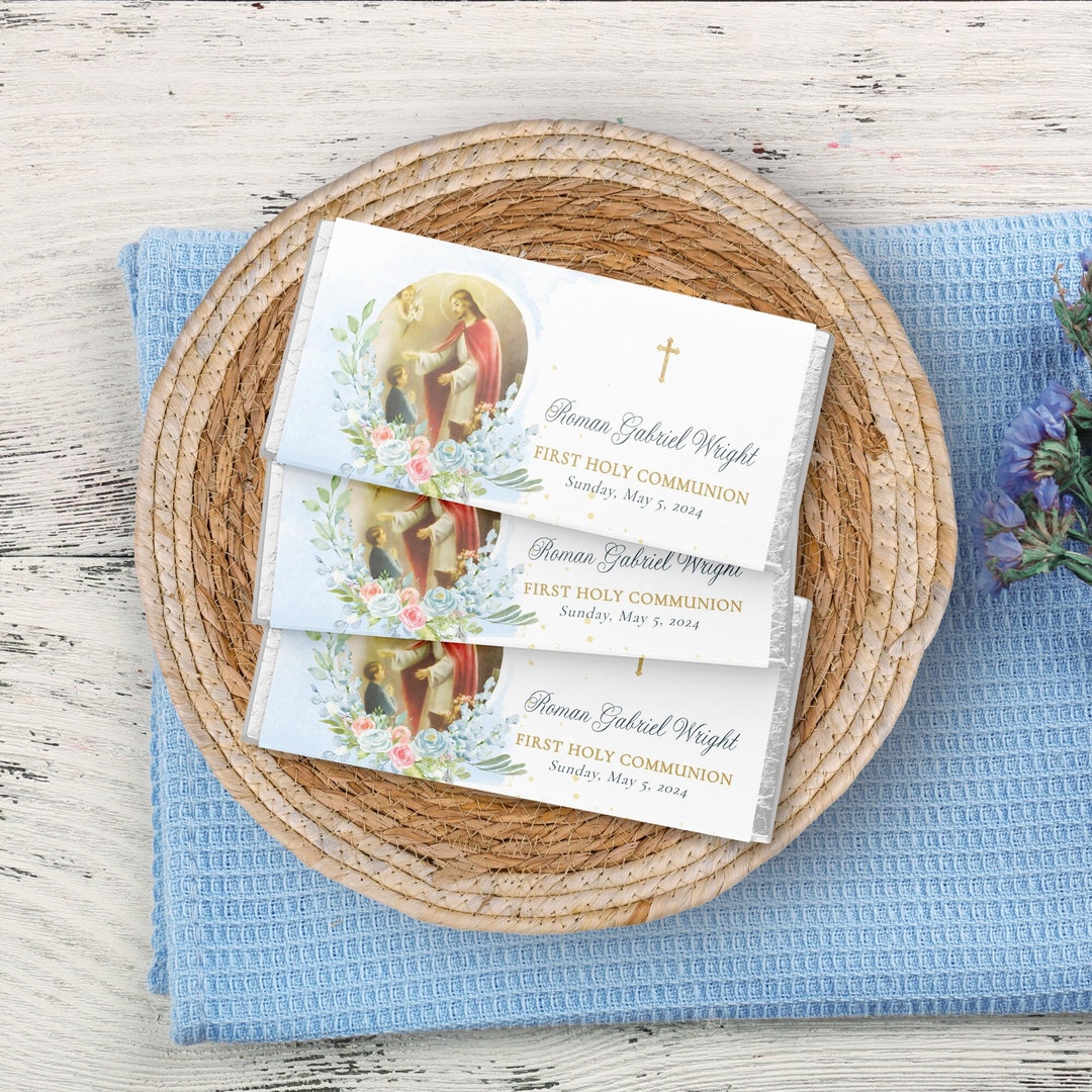 First Communion Chocolate Bar Wrapper Editable Template | Party Favor ...