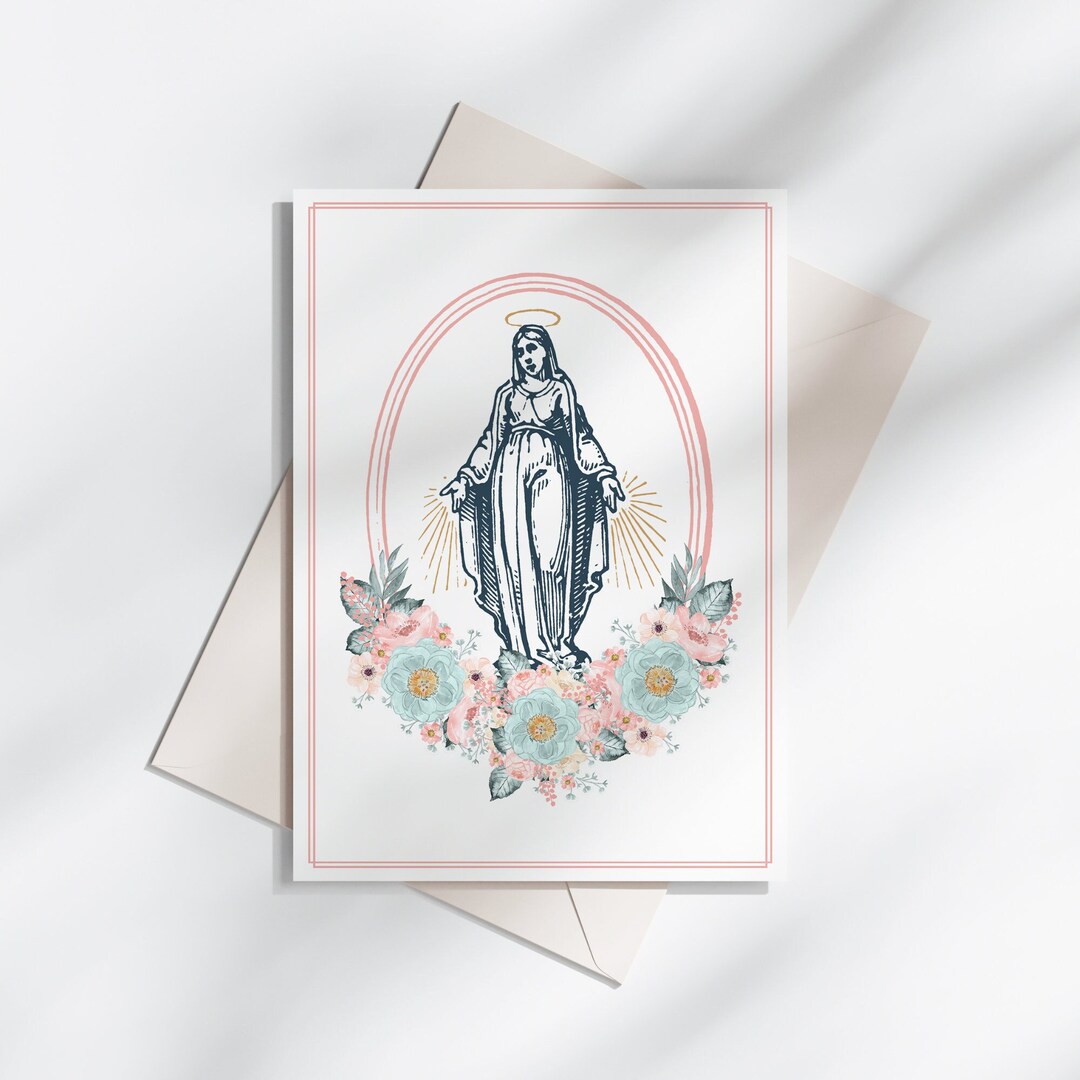Vintage Our Lady of Grace Card | Catholic Greeting Card | Virgin Mary ...