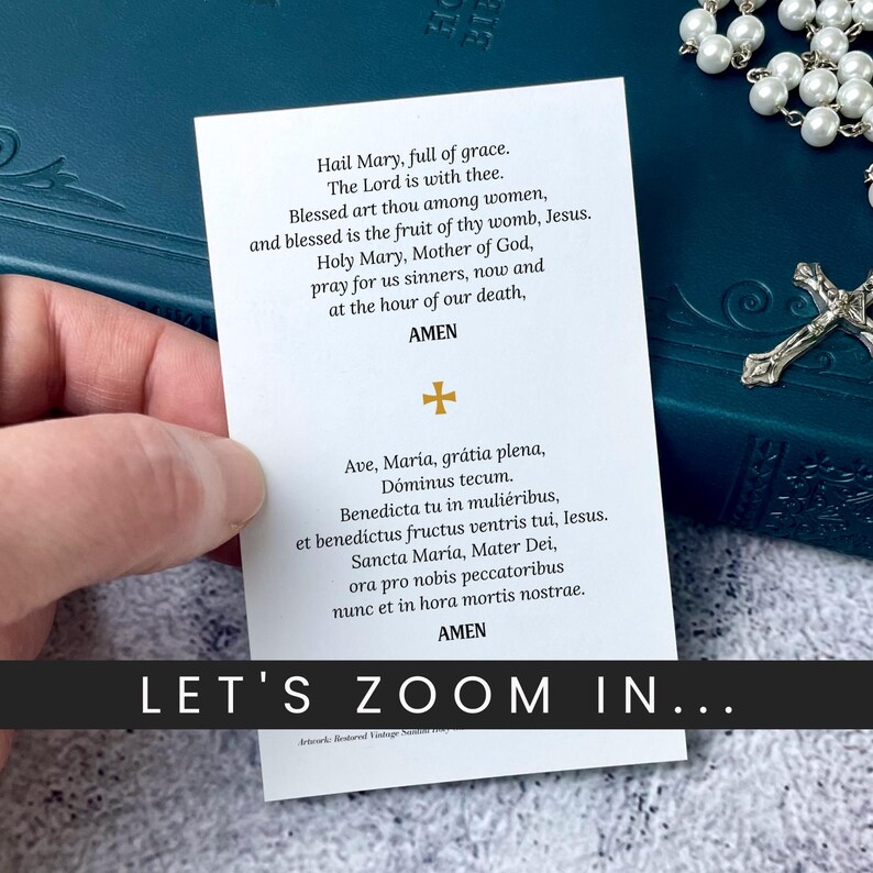 Hail Mary Prayer Card: Catholic Ave Maria in Latin & English (digital ...