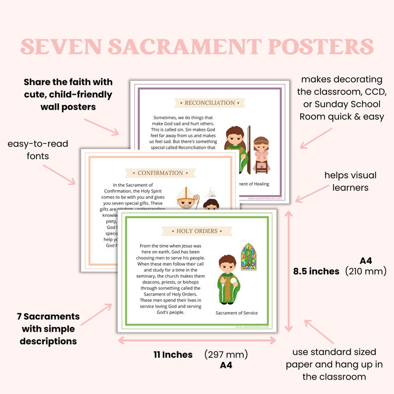 Catholic Sacraments Posters for Kids Catholic Education - Etsy