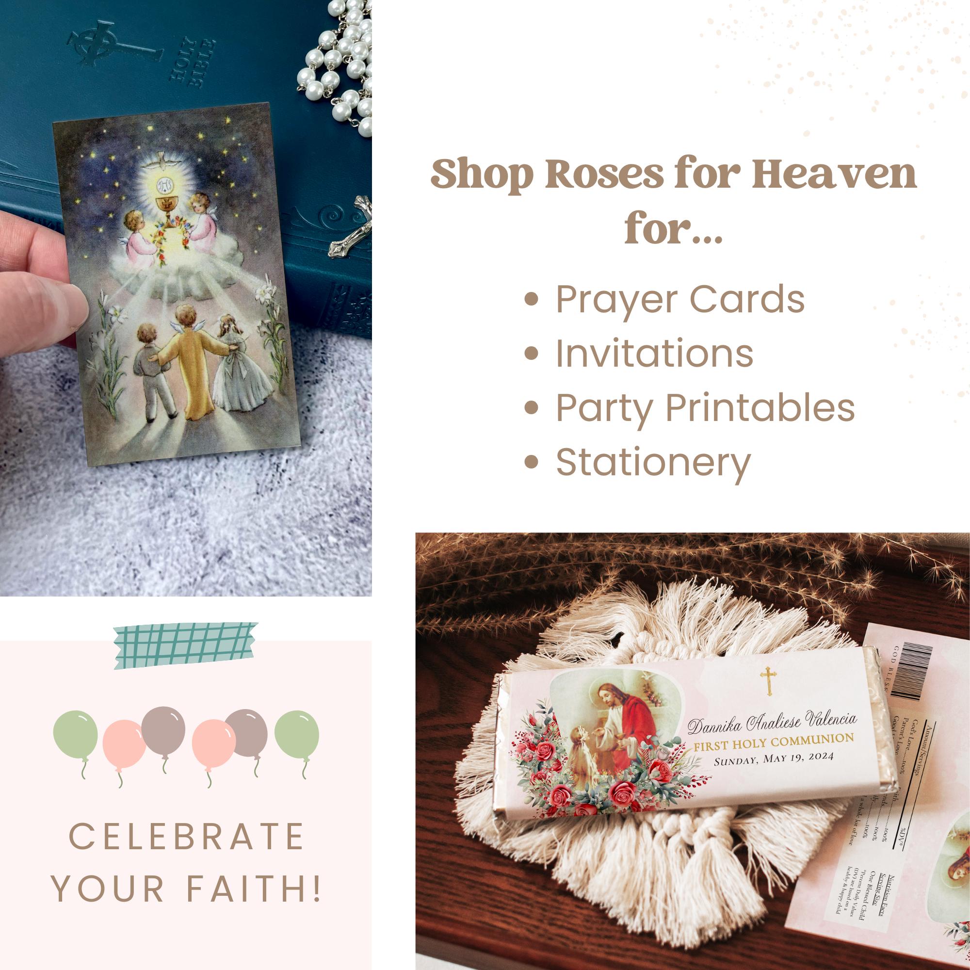 Vintage First Communion Prayer Card for Girls, Editable Printable ...