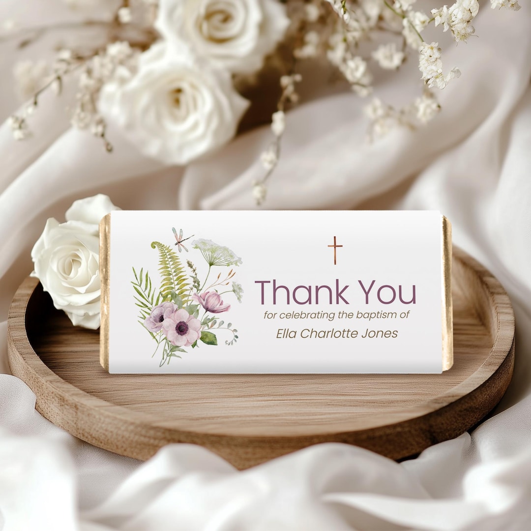 Purple Girl Baptism Chocolate Bar Wrapper Template - Baptism Template ...