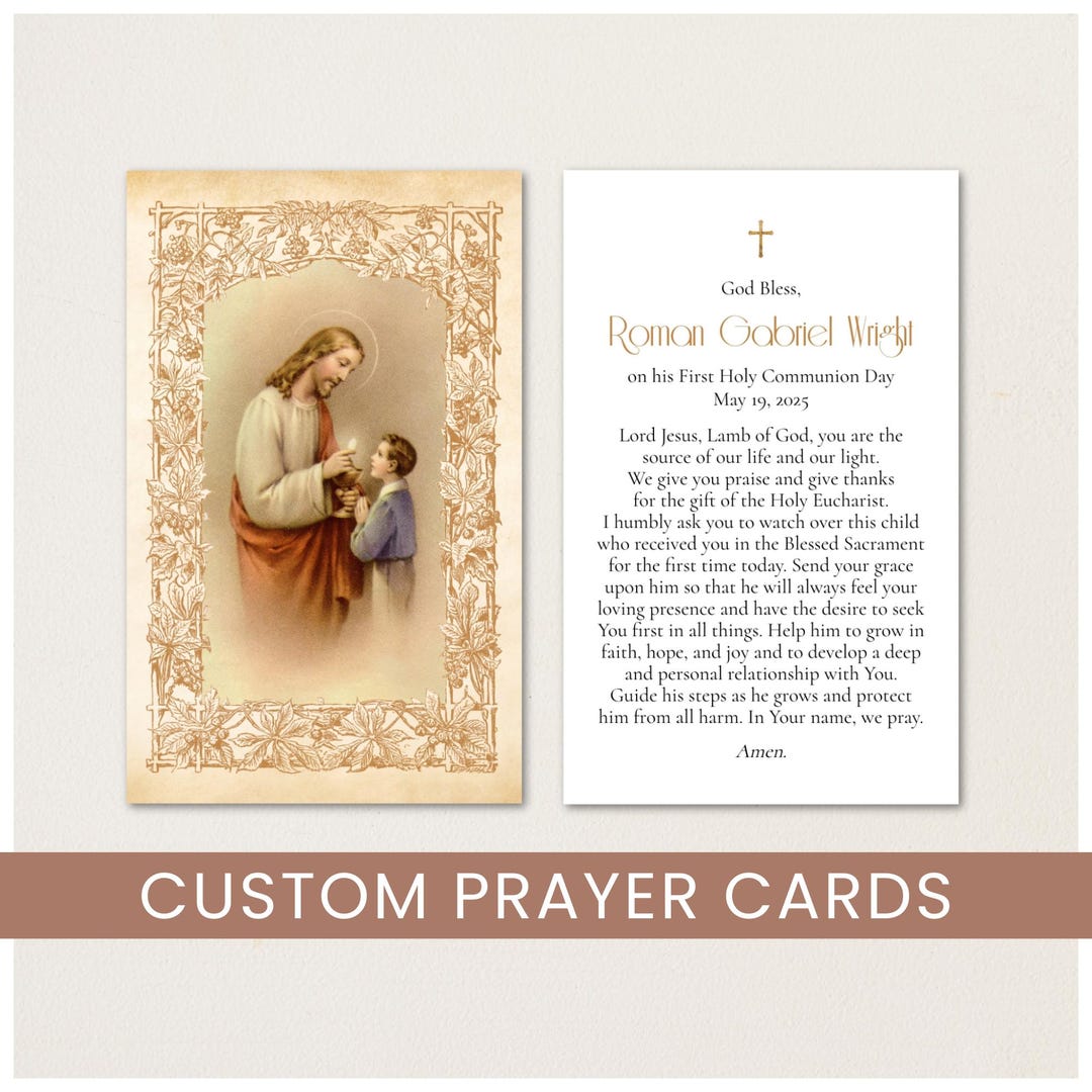 Vintage First Communion Prayer Card Template | First Communion Template ...
