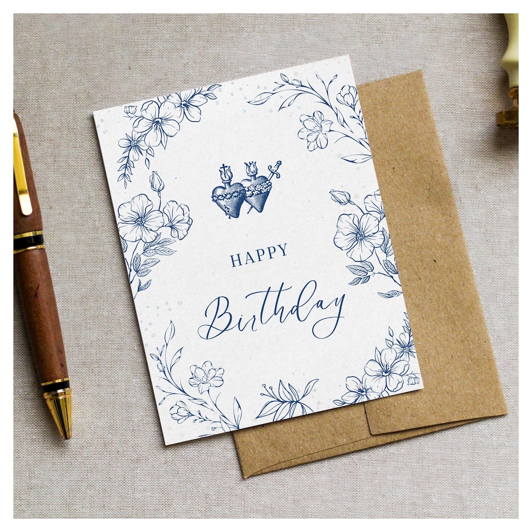Printable Catholic Birthday Card | Catholic Greeting Card | Holy Hearts ...