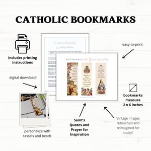 Vintage Marian Bookmarks | Catholic Bookmark | Blessed Virgin Mary ...