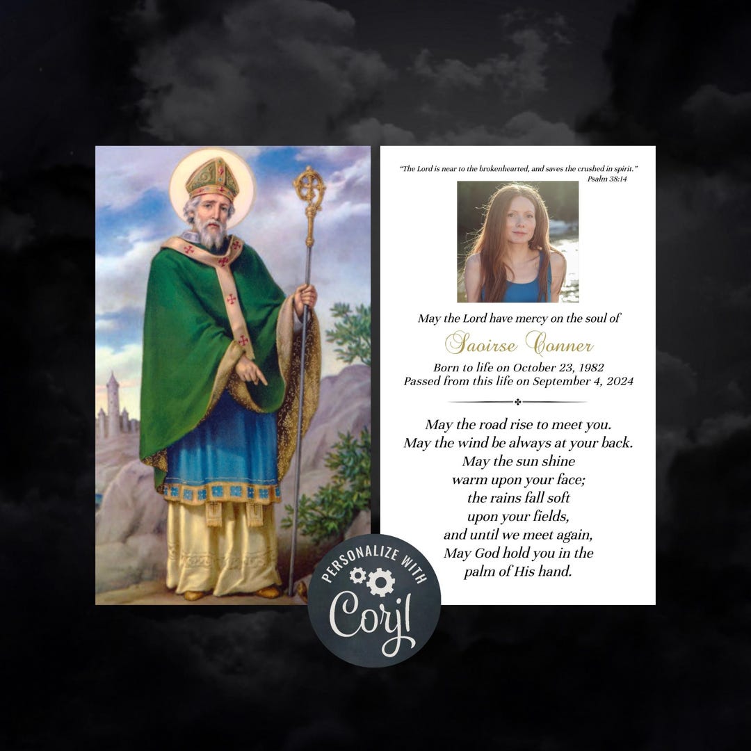 Irish Blessing Funeral Prayer Card Template | Catholic Memorial Cards ...