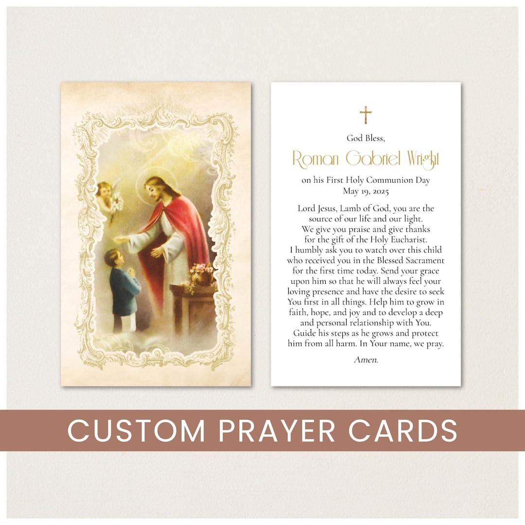 Custom First Communion Prayer Card Template | First Communion Template ...