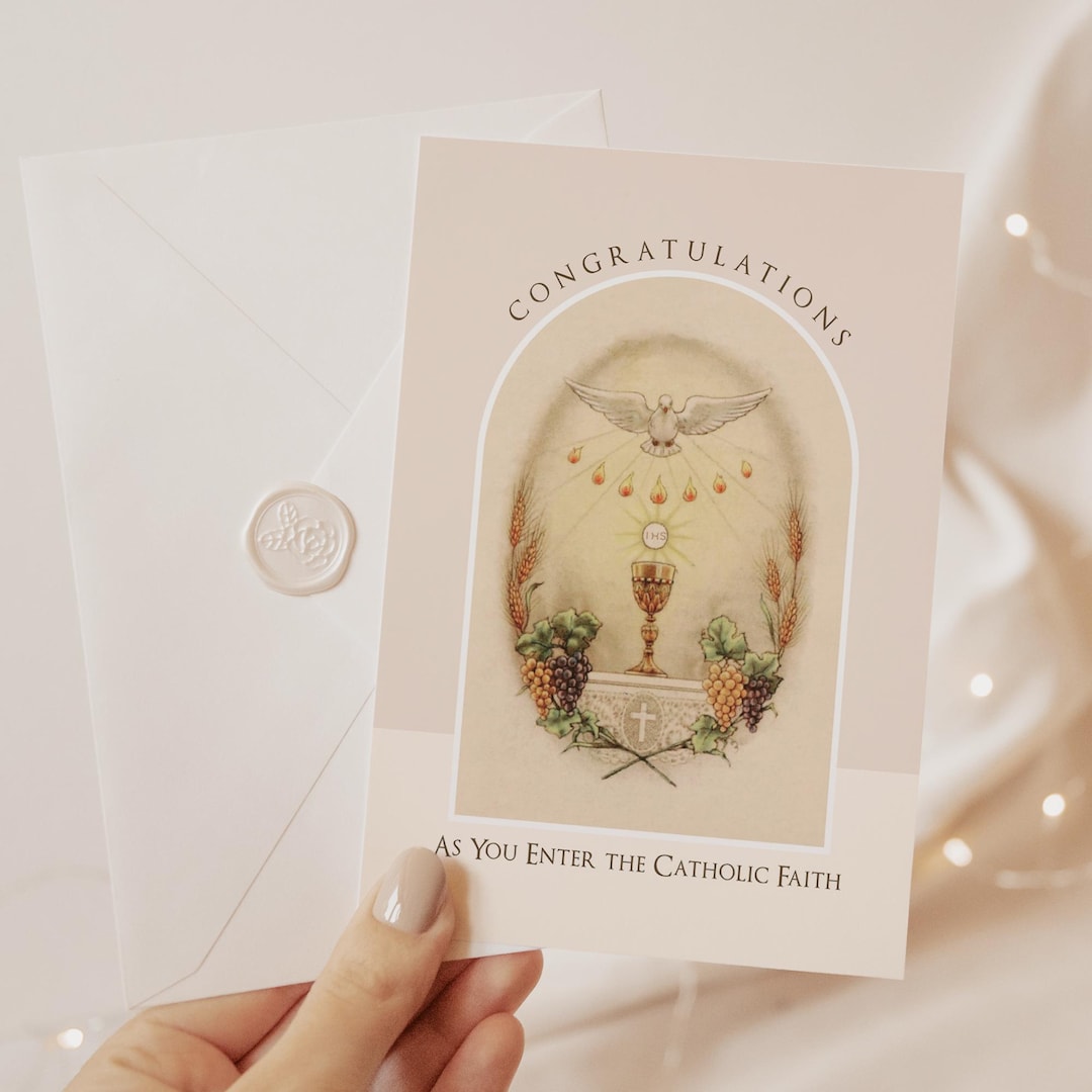 Vintage Catholic RCIA Editable Greeting Card - Catholic Greeting Card ...