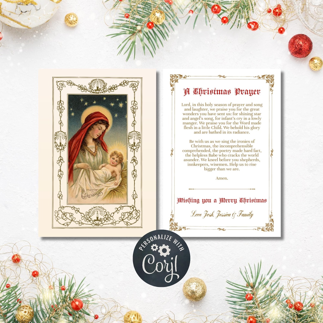 Personalized Christmas Prayer Card: Catholic Template (digital Download ...
