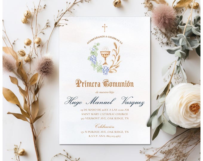 Invitación Para Primera Comunión. Personalizable Para Imprimir. - Etsy ...