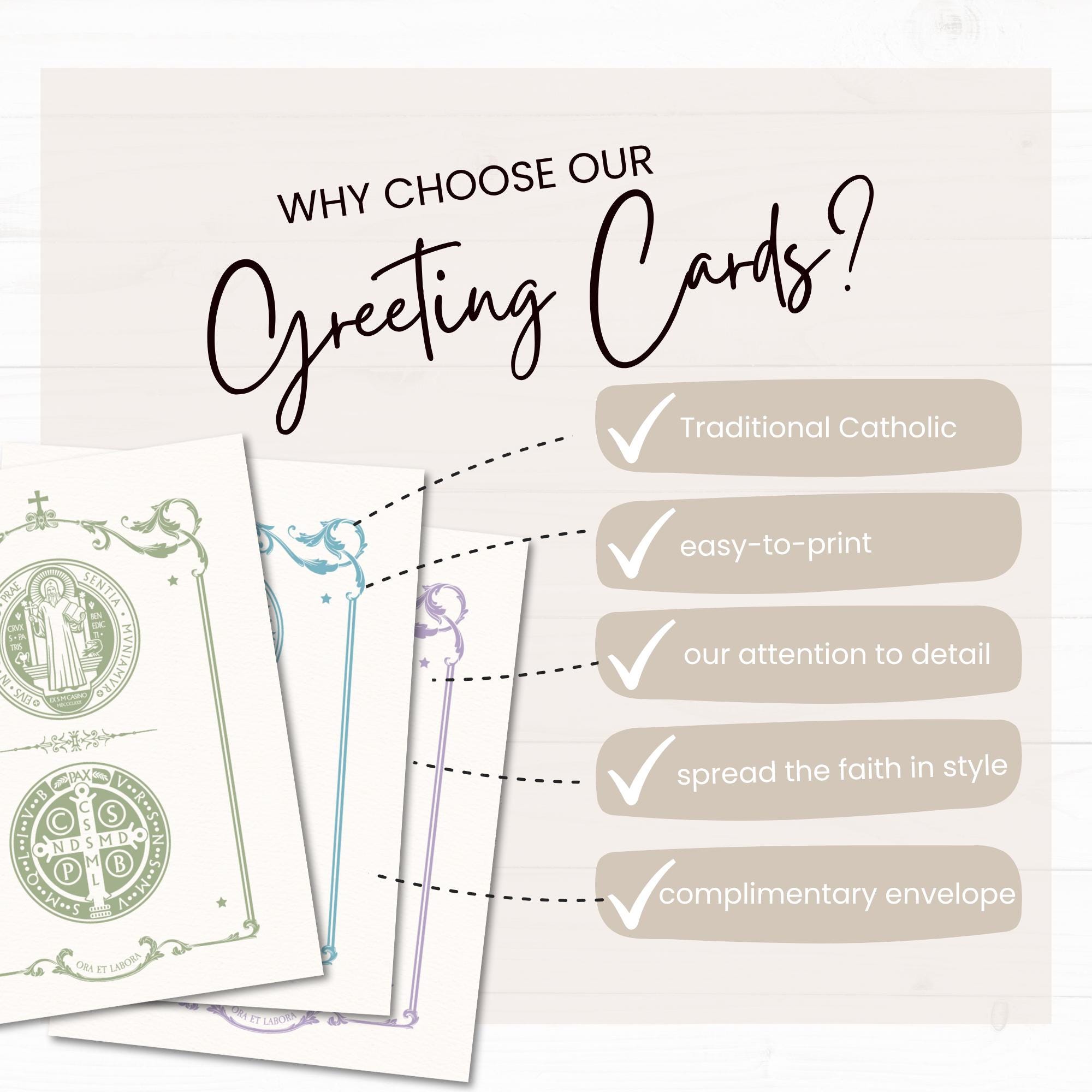 Saint Benedict Medal Greeting Card | Catholic Thank You Card (digital ...