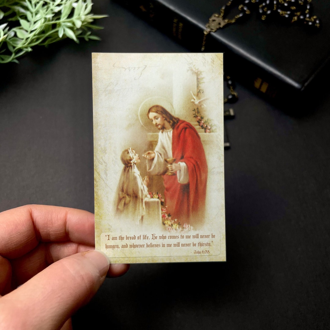 Personalized Vintage Catholic First Communion Prayer Cards Custom ...
