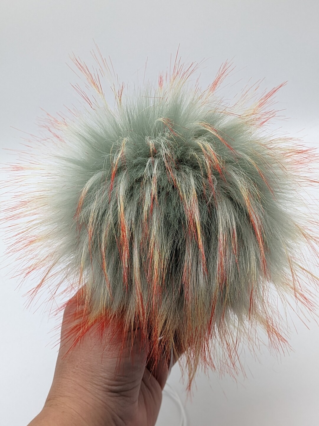 Luxury Faux Fur Pom. Pom. Pom Pom. Smokey Fire. Seafoam. Green. Red ...