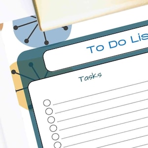 Mid Century Retro to Do List Template is a Printable, Fillable PDF for Tasks, Goals, Reminders ...