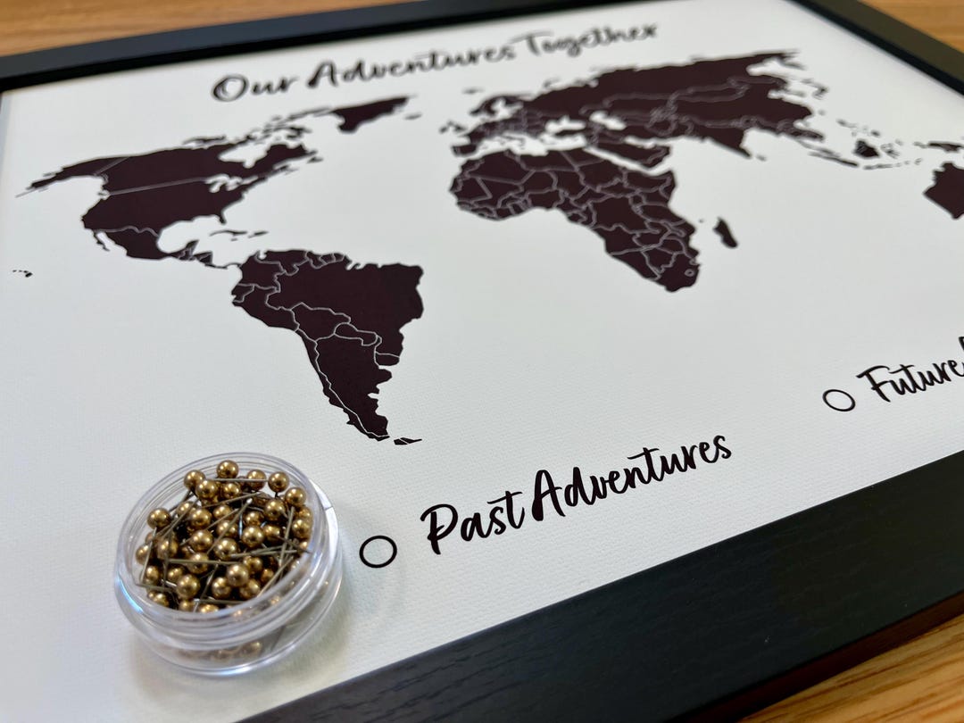 Ready to Ship World Push Pin Map, Pushpin Canvas Map, Cotton Second ...