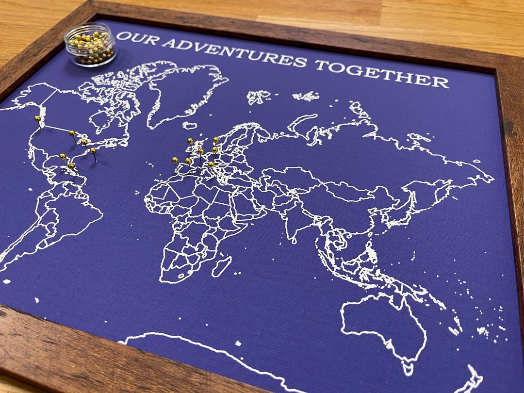 Blueprint World Push Pin Map: Cotton Anniversary Travel Tracker - Etsy