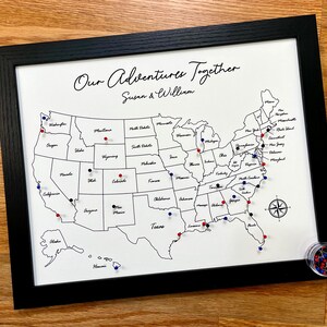 Push Pin Map, Personalized US Push Pin Canvas Map, Pushpin USA Canvas ...