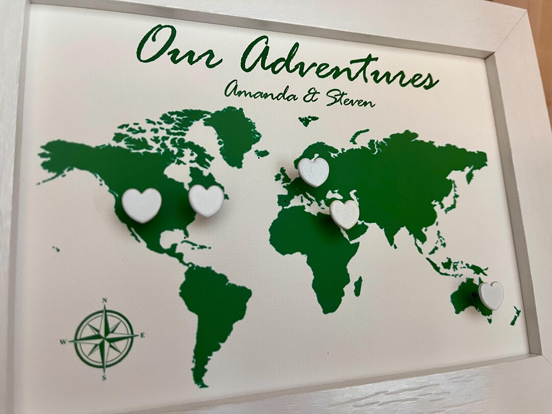 Personalized Mini Canvas Push Pin World Map, Custom Mini World Map ...